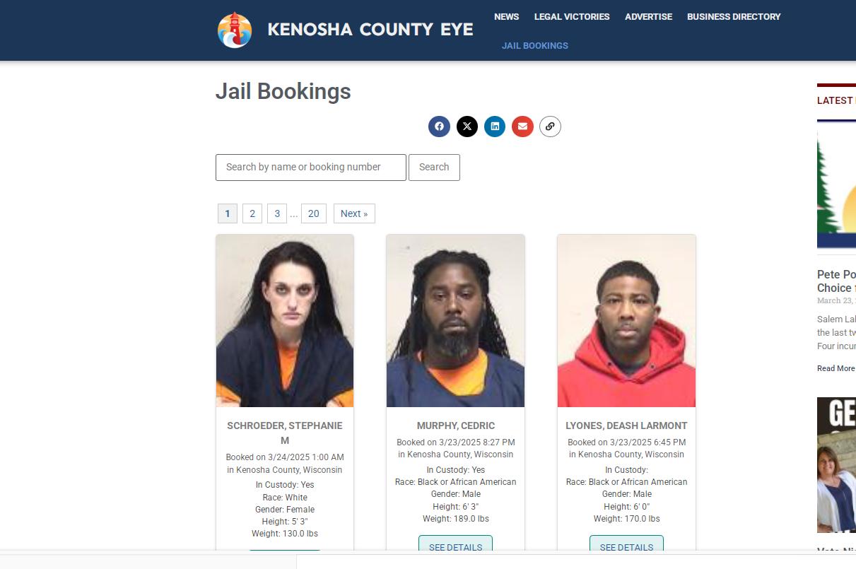 Introducing KCE's Jail Booking Page - Kenosha County Eye