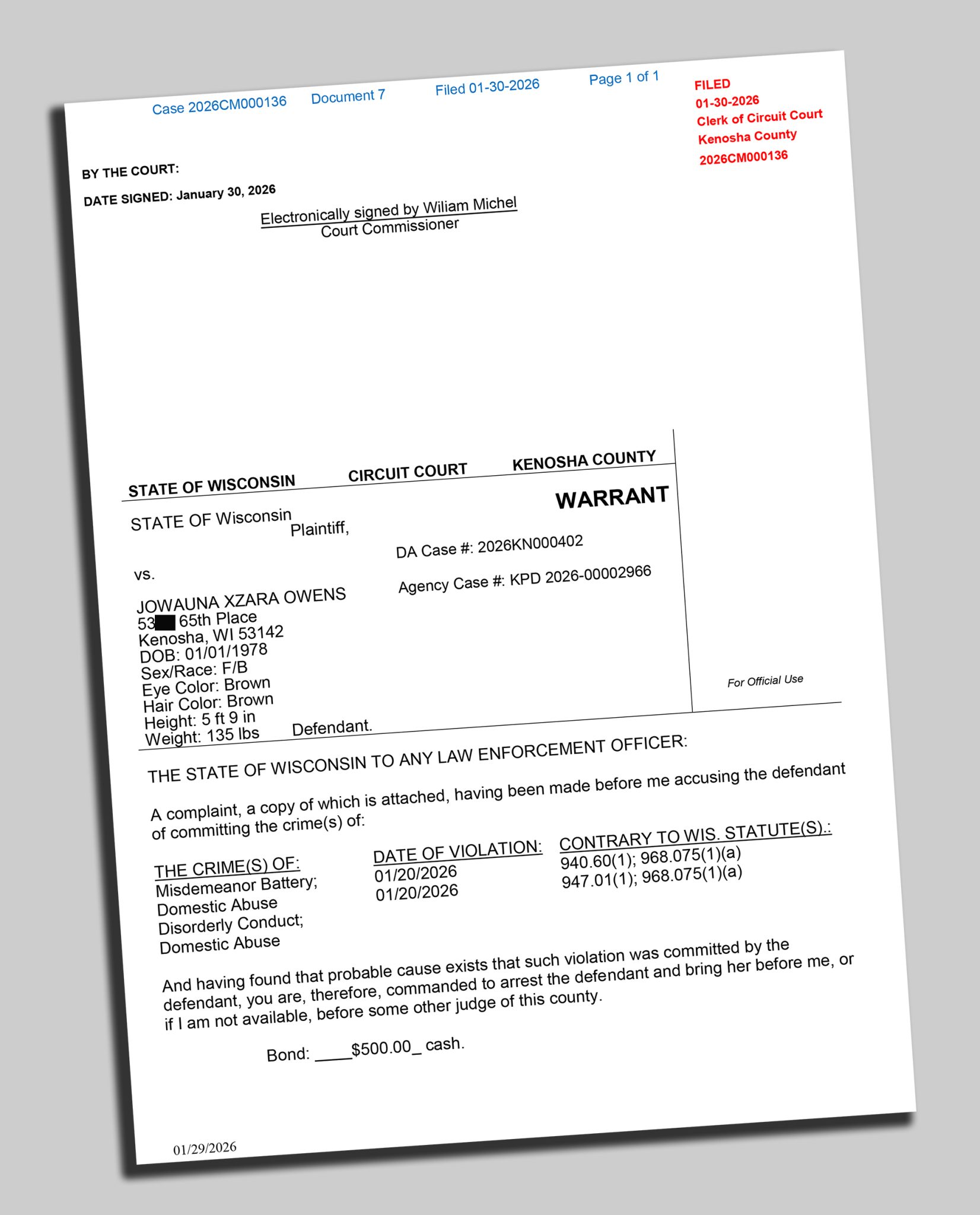 Kenosha Probation And Parole Agent Charged With Domestic Violence; No ...