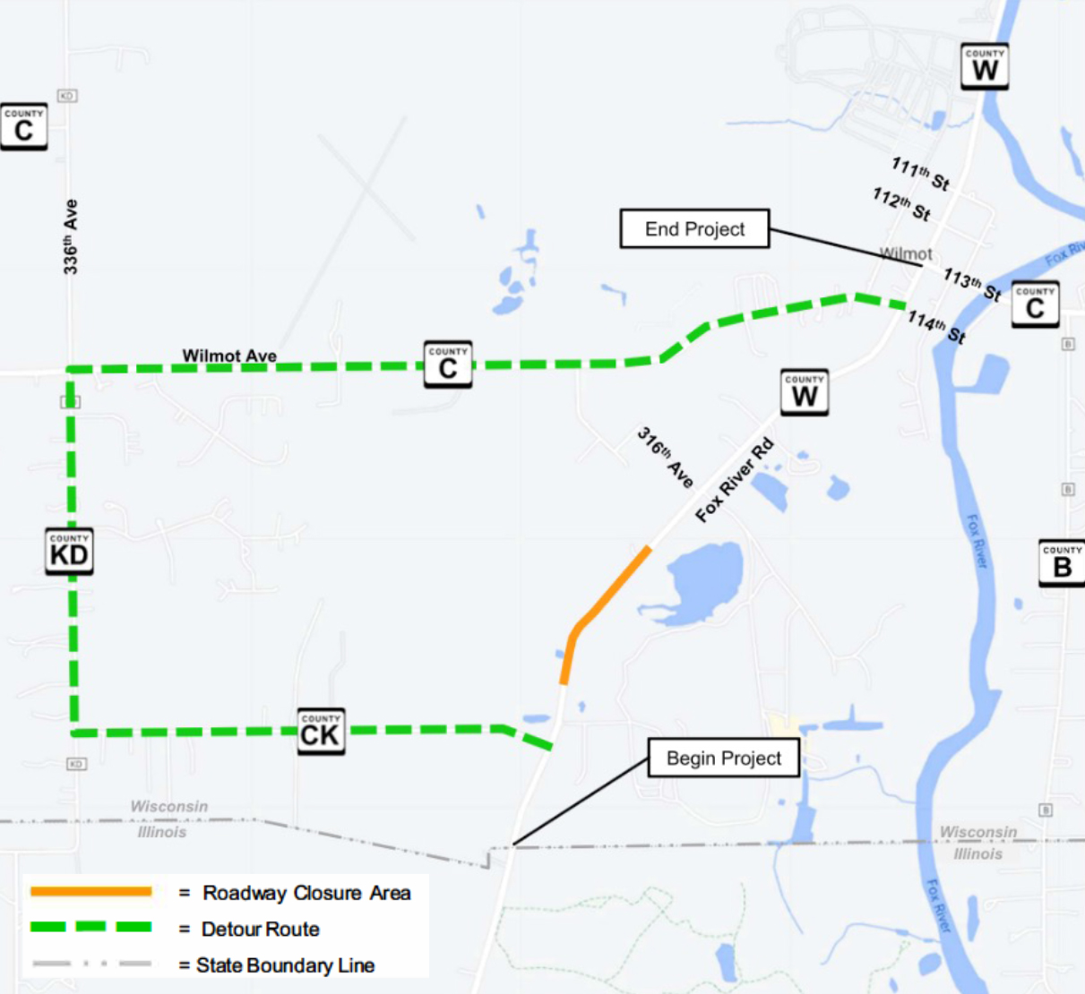Highway W Closure Set to Begin This Week in Wilmot, Full Shutdown ...